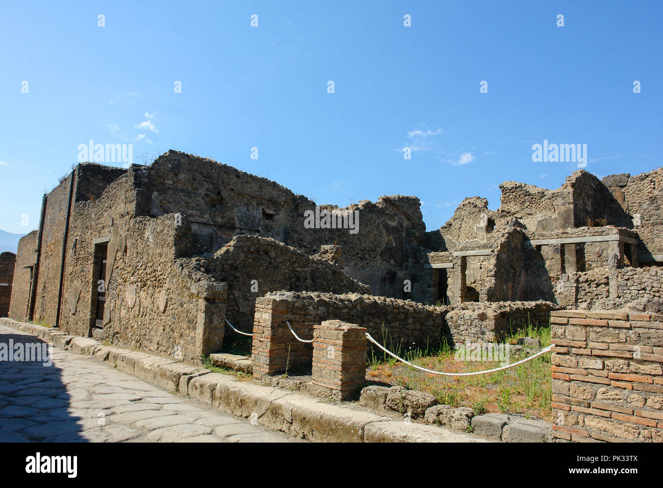 Ruins of the ancient roman city of Pompeii, which was destroyed by the ...
