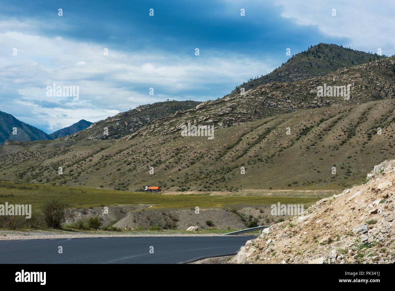 Fuel tanker track driving Stock Photo - Alamy