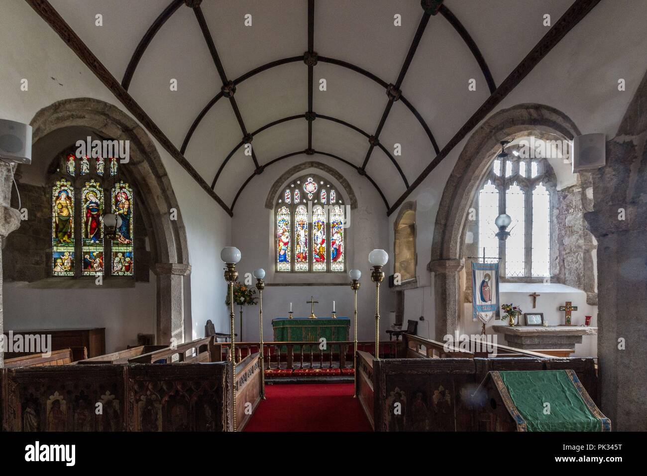 St Pancras Church Interior, Widecombe-in-the-Moor, Devon, UK Stock ...