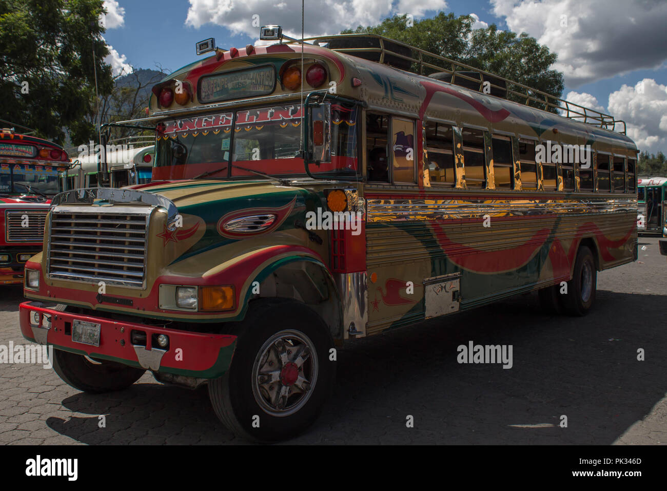 Chicken Bus at the Station Stock Photo - Alamy