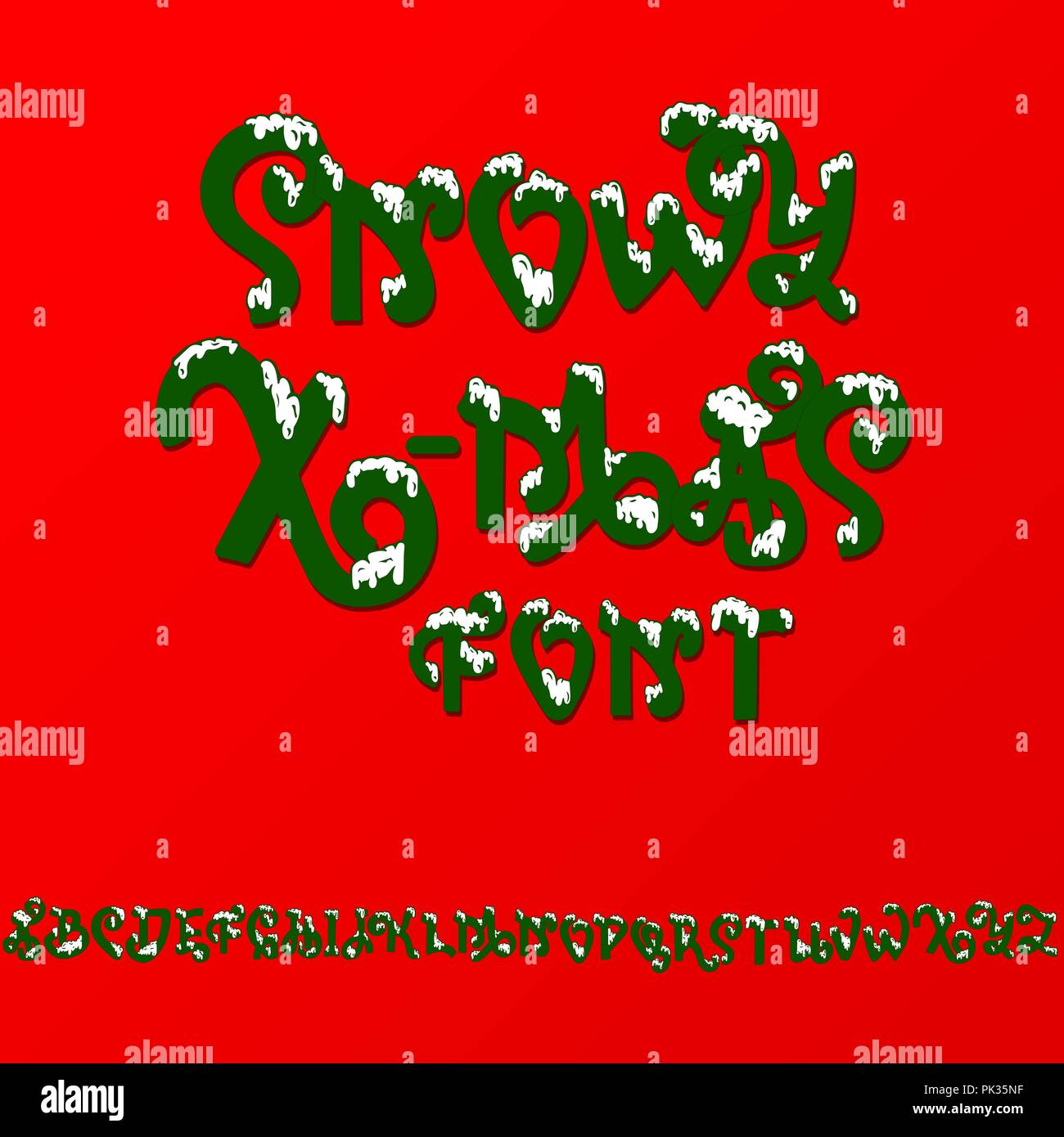 Christmas snowy alphabet. Christmas font with snow. Handdrawn lettering ...