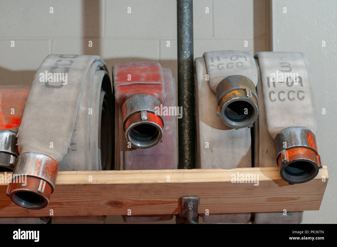 Fire fighting equipment: Hoses and nozzles etc Stock Photo - Alamy