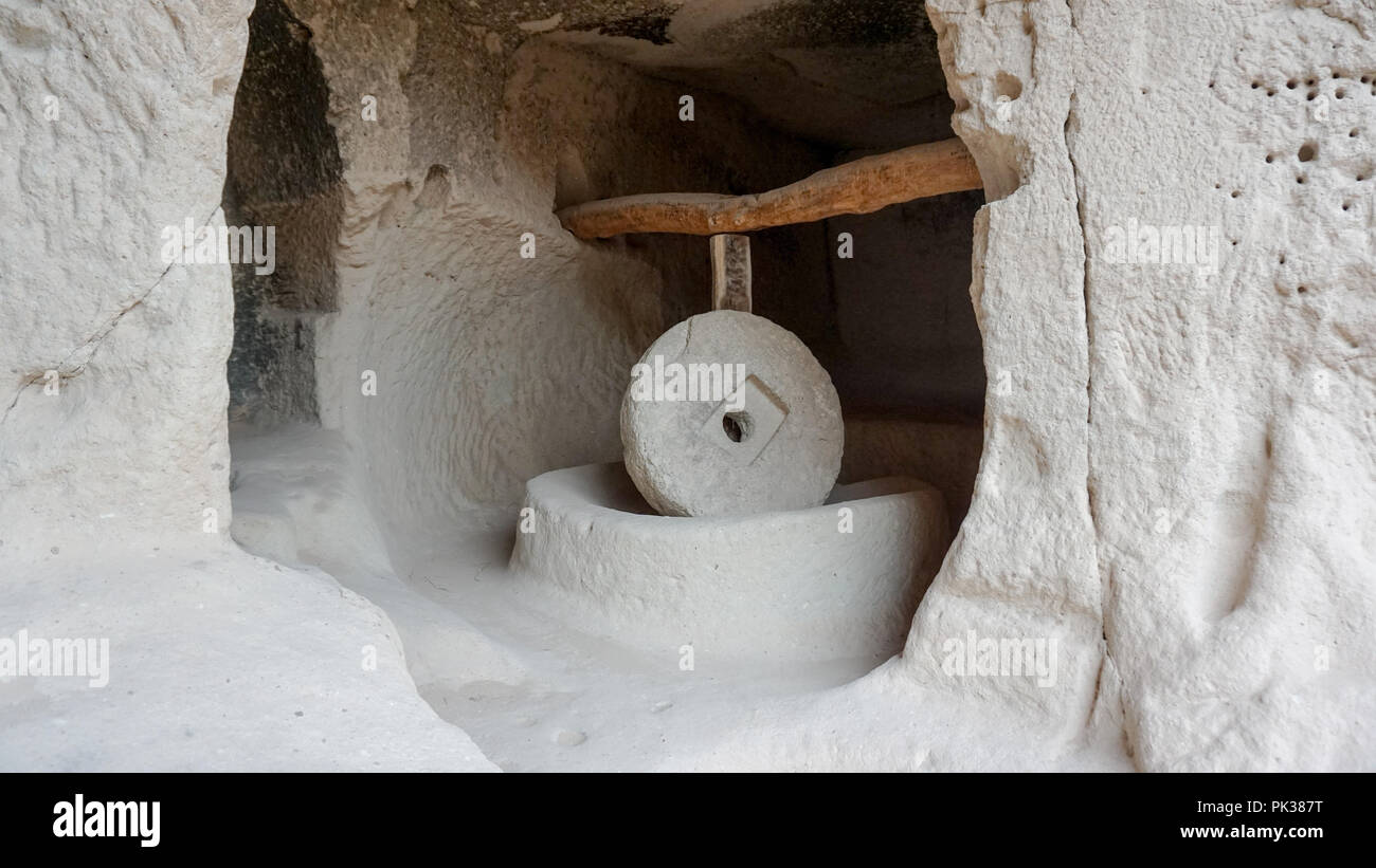 Ancient Stone Mill in the stone caves at Cappadocia Nevsehir, Turkey ...