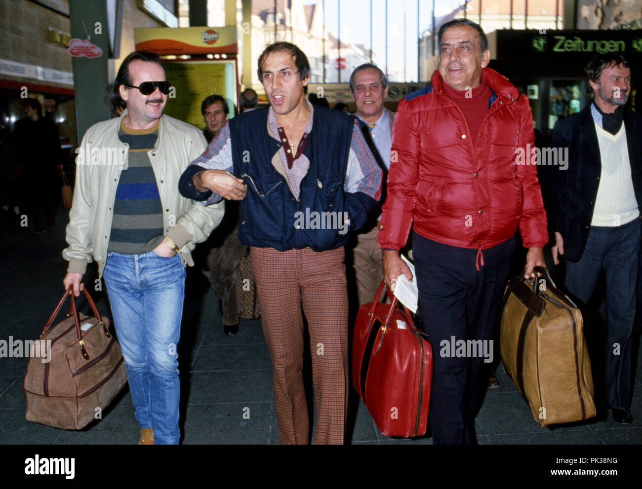 Italian singer and actor Adriano Celentano ( second from left) in 1982 ...