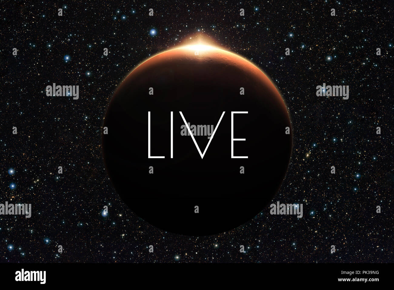 The planet Mars with a beautiful sunset. The Surface of Mars. Live on ...