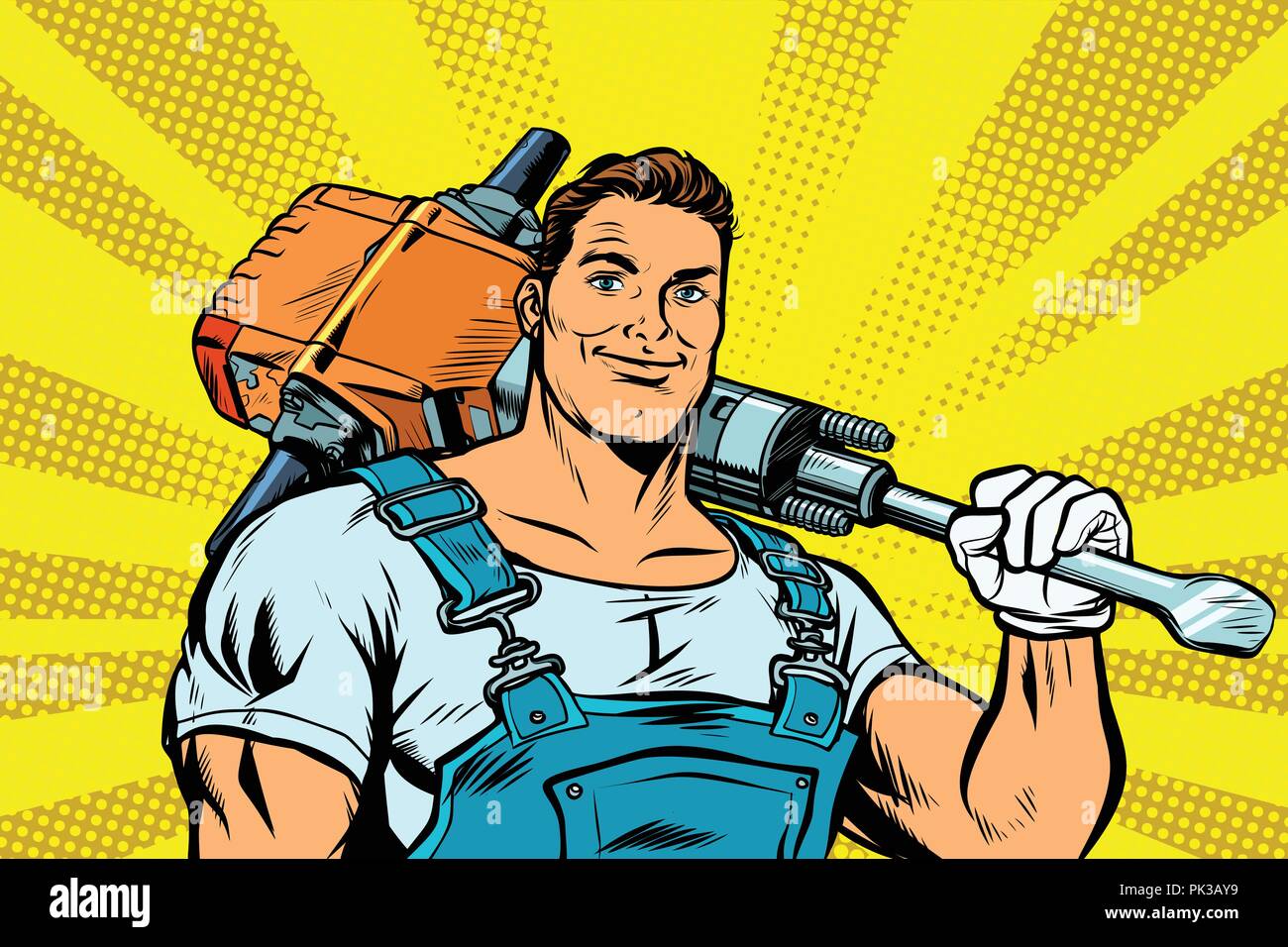 Construction jackhammer drilling cartoon Stock Vector Images - Alamy