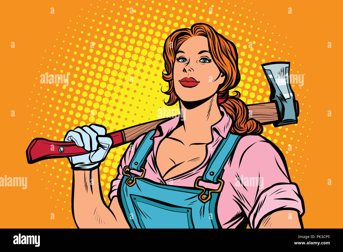 Woman woodcutter Stock Vector Images - Alamy