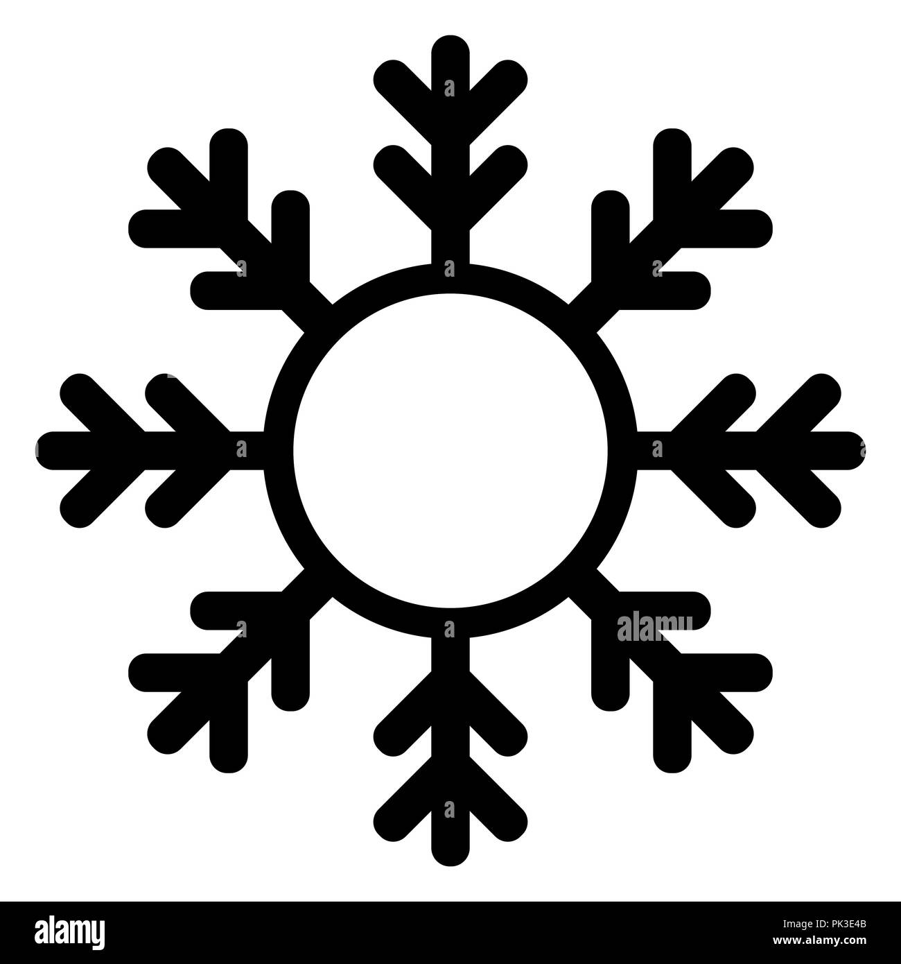 Snowflake icon and frame. Christmas and winter theme vector symbol with ...