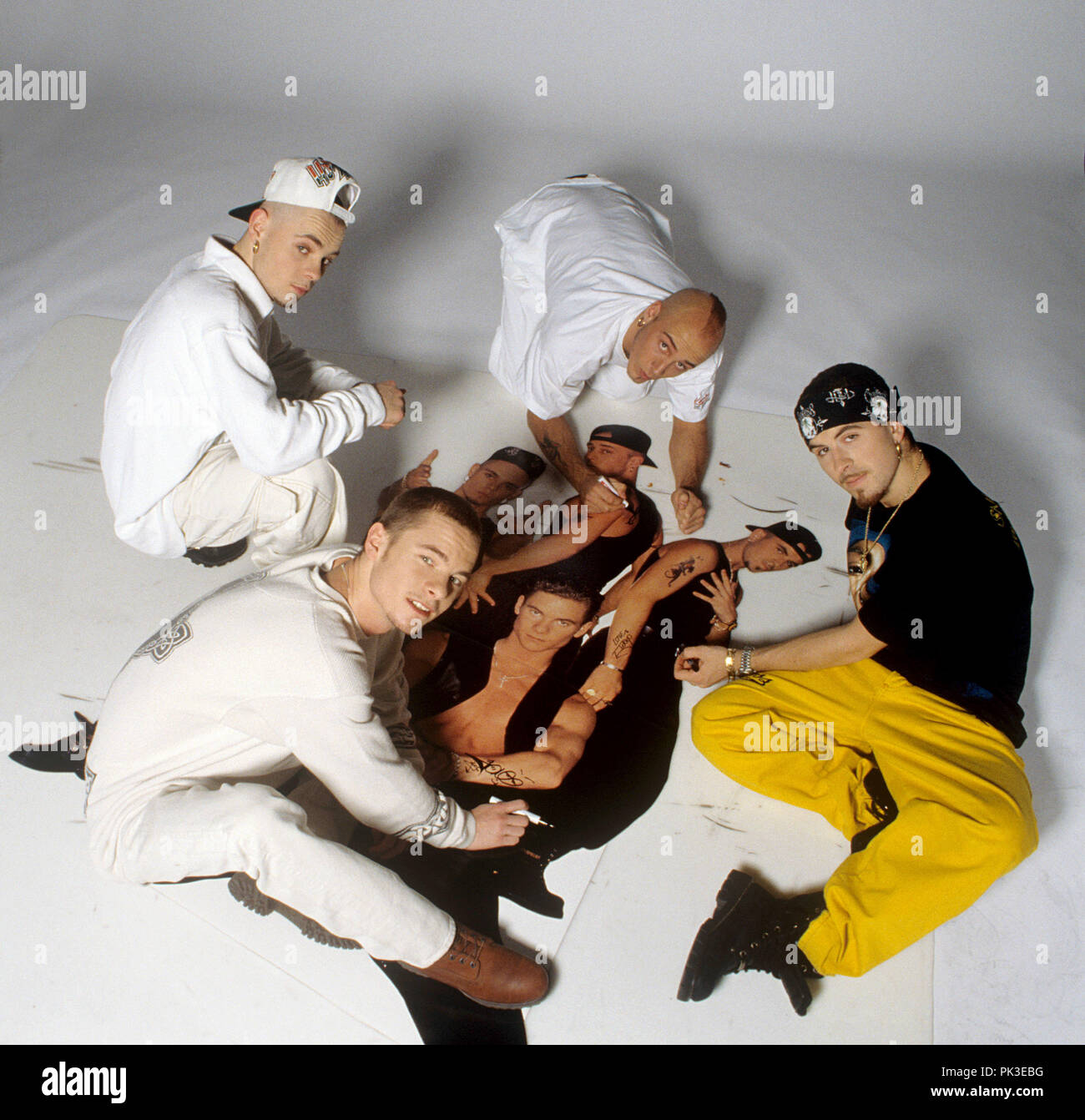 East 17 (l-r): Brian Harvey, Tony Mortimer, John Hendy, Terry Coldwell ...