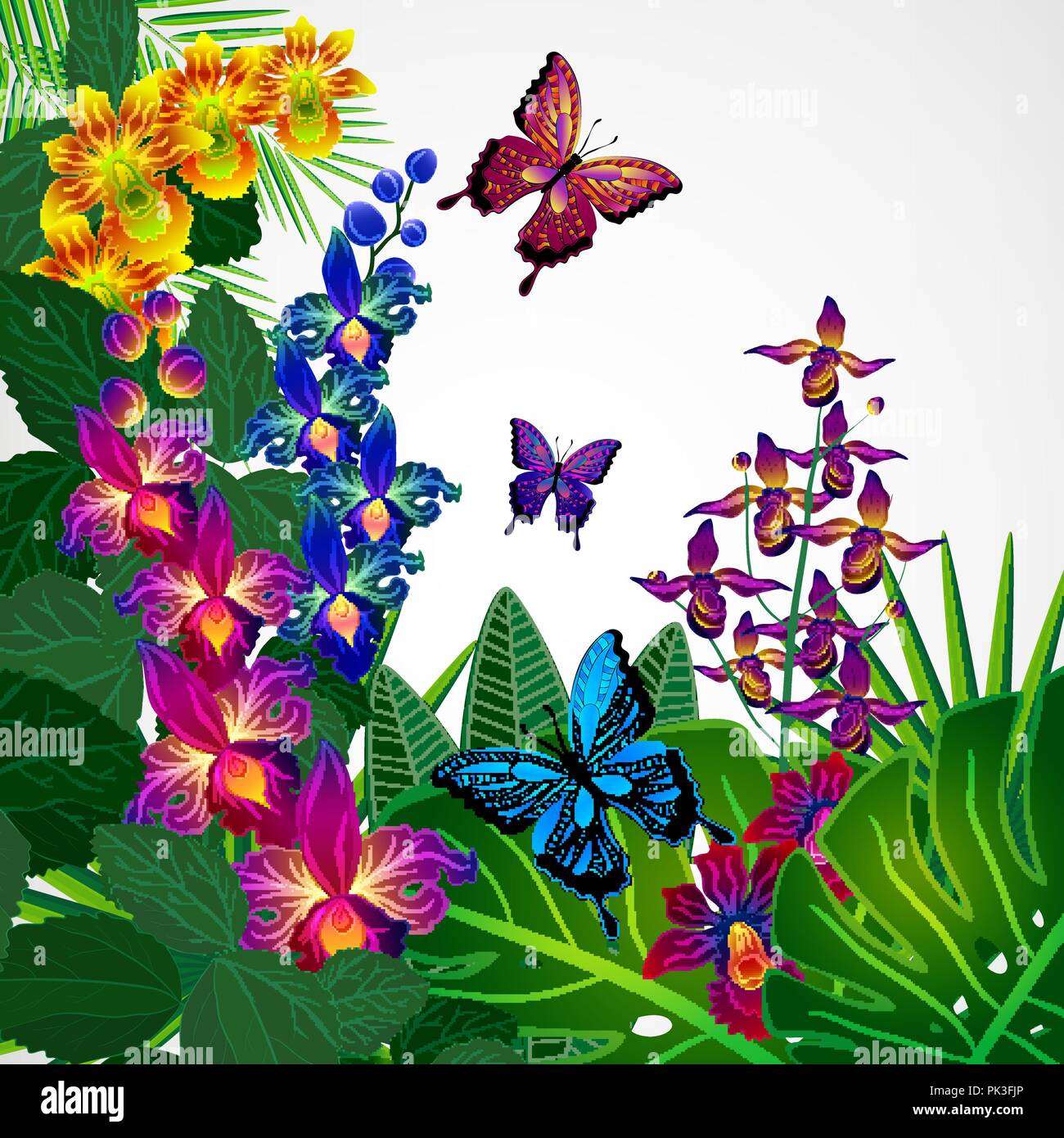 Flower border butterfly Stock Vector Images - Alamy