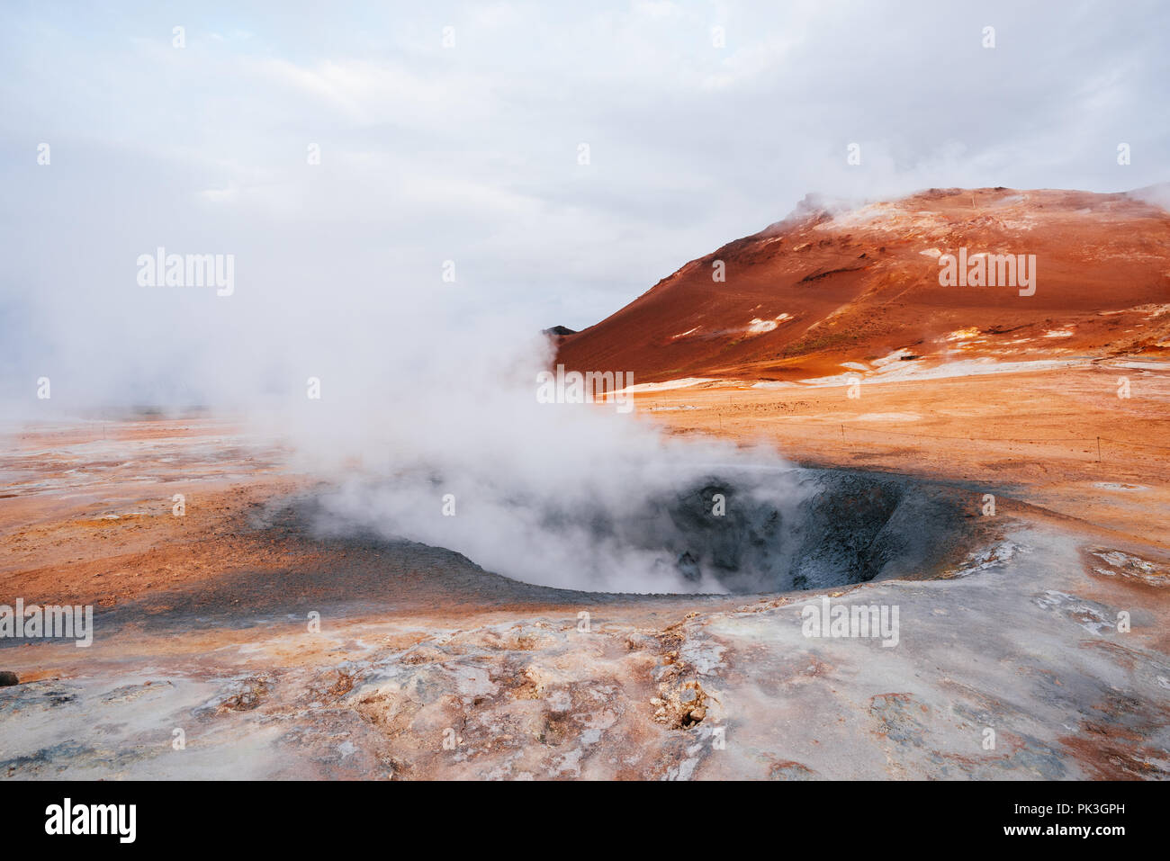 Namafjall - geothermal area in field of Hverir. Landscape which pools ...