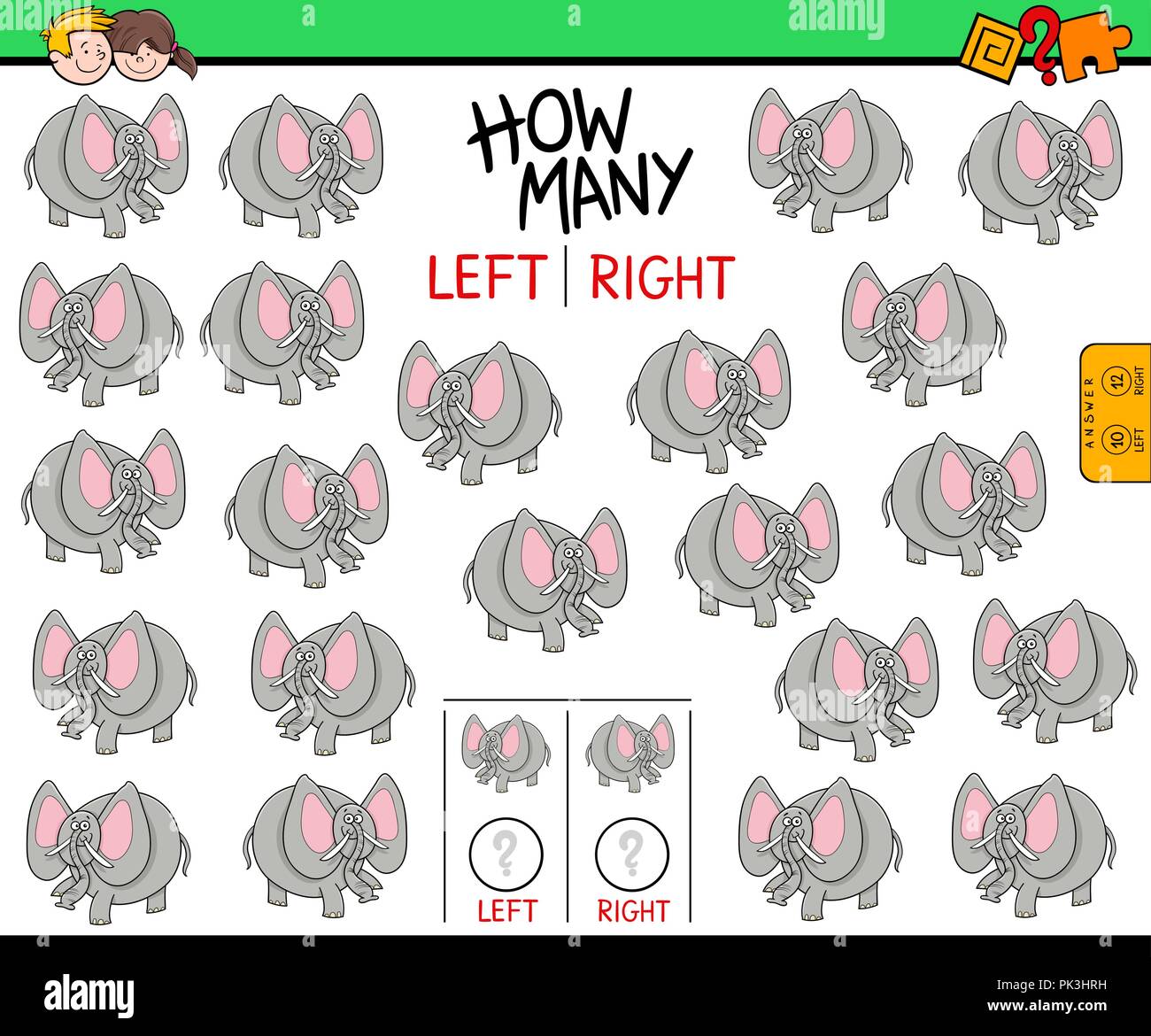 Cartoon Illustration of Educational Game of Counting Left and Right ...