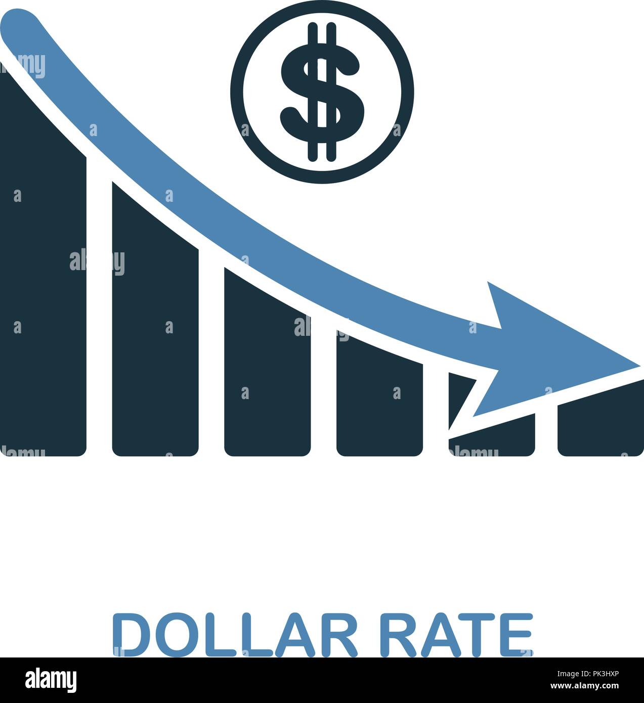 Dollar Rate Decrease Graphic icon. Monochrome style design from diagram collection. UI. Pixel ...