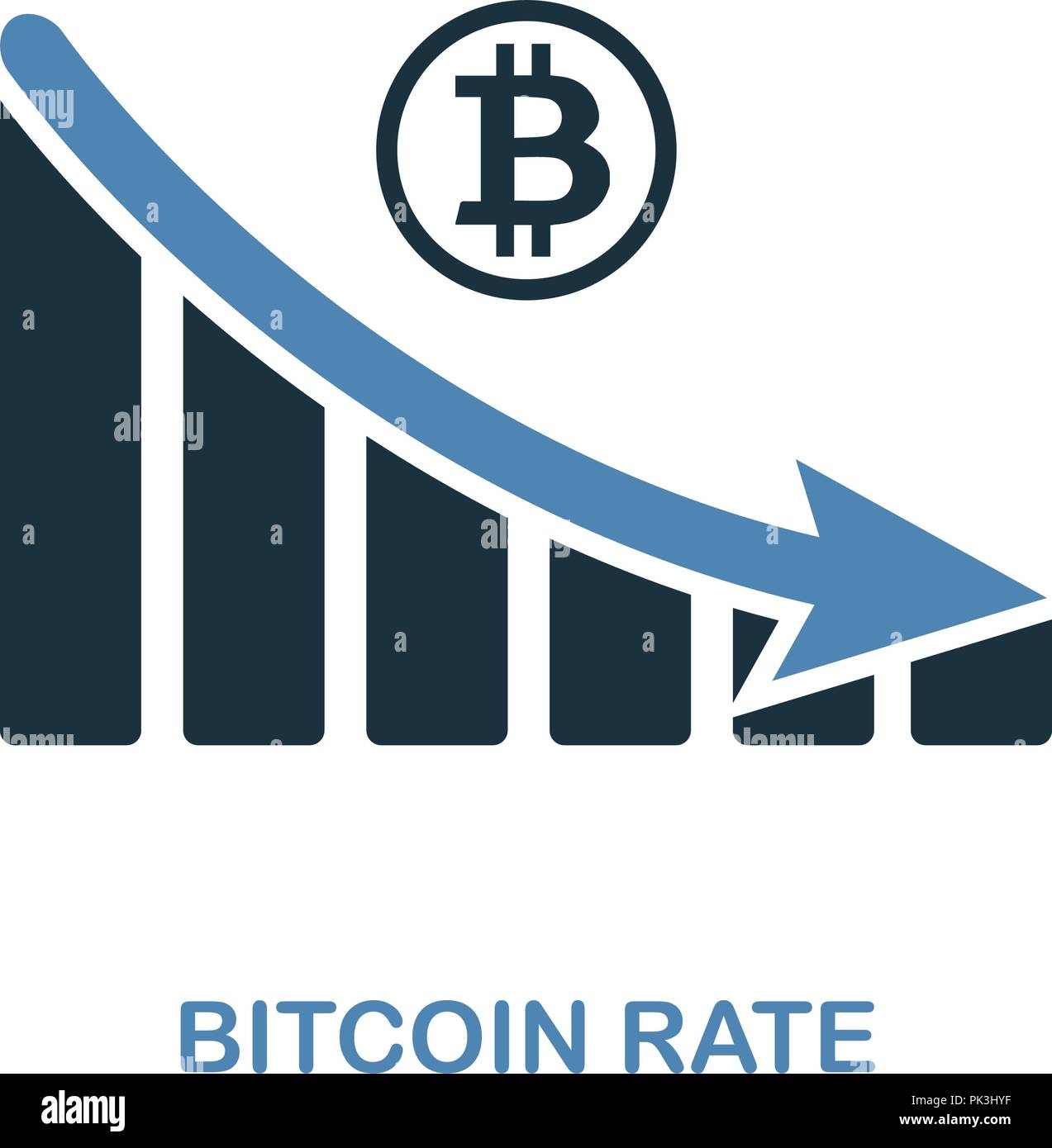 Bitcoin Rate Decrease Graphic icon. Monochrome style design from diagram collection. UI. Pixel ...