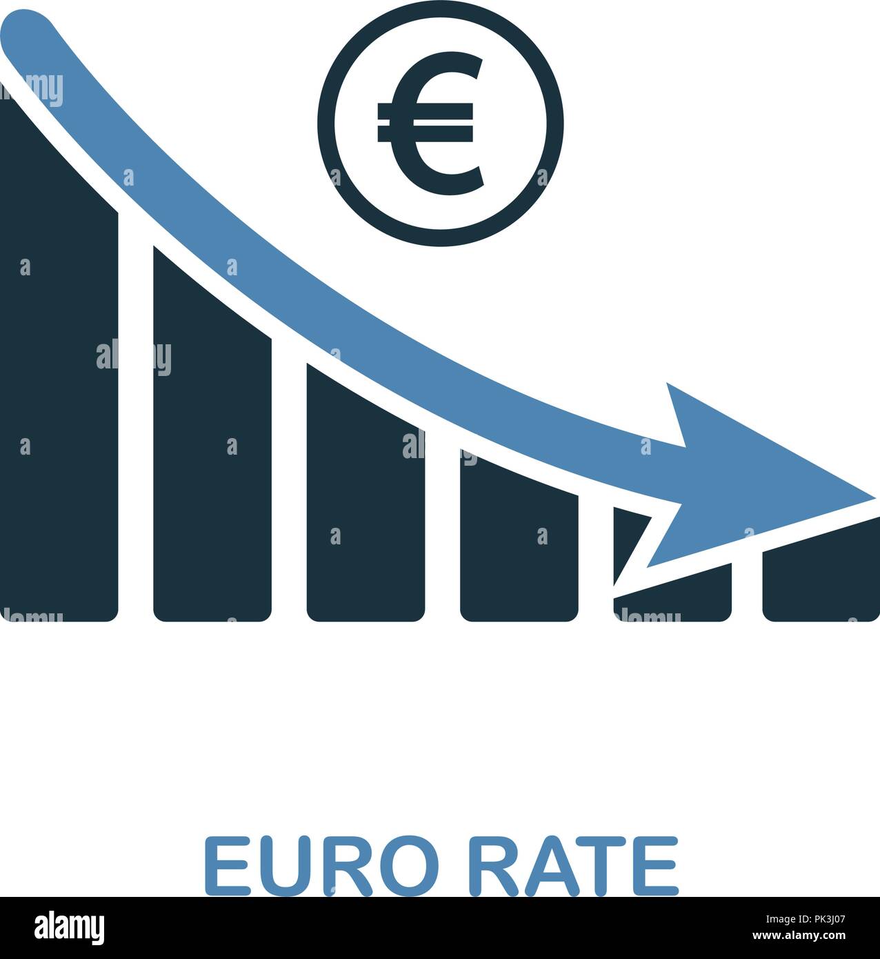 Euro Rate Decrease Graphic icon. Monochrome style design from diagram collection. UI. Pixel ...