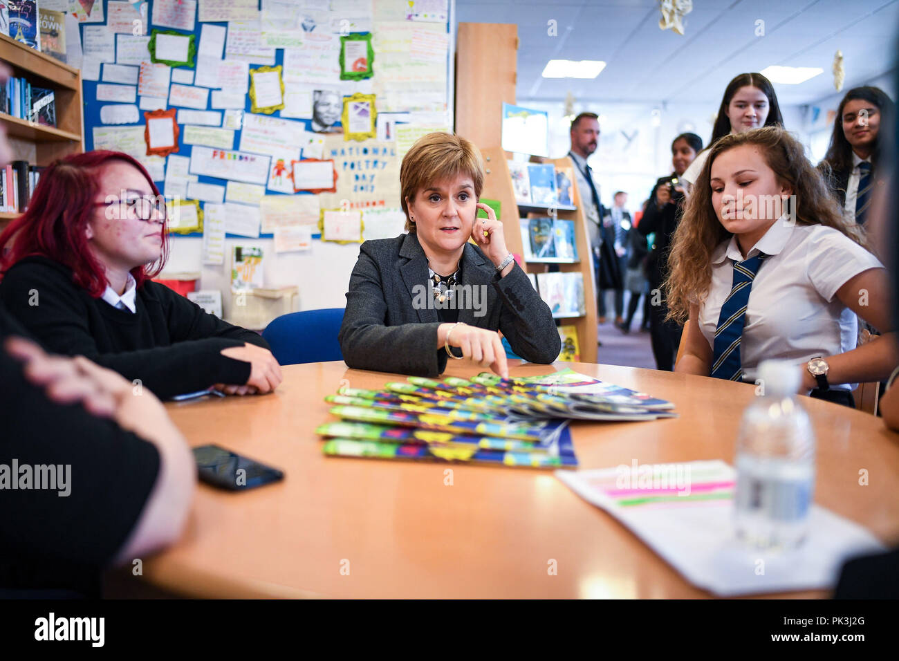 First Minister Nicola Sturgeon with pupils as she launches expanded ...