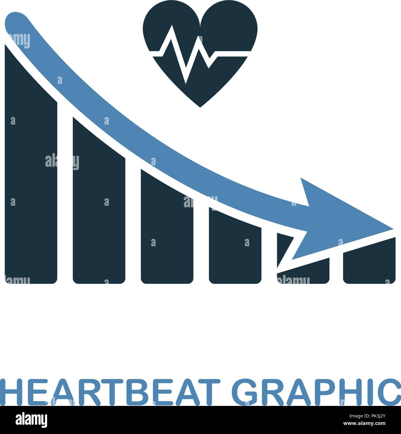 Heartbeat Decrease Graphic icon. Monochrome style design from diagram collection. UI. Pixel ...