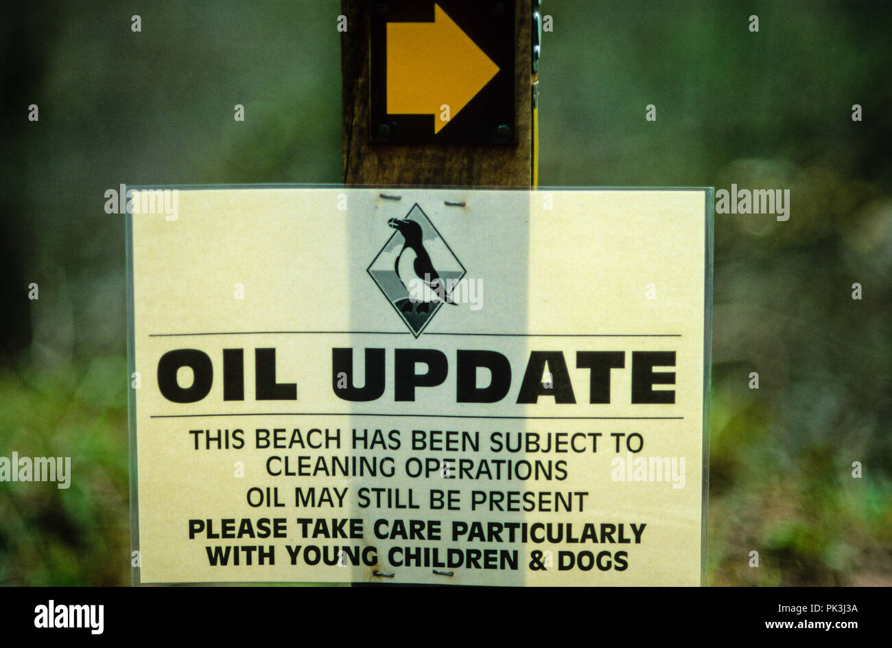 Danger Oil on Beach Sign, Cleaned but still Dangerous for Children, Sea ...