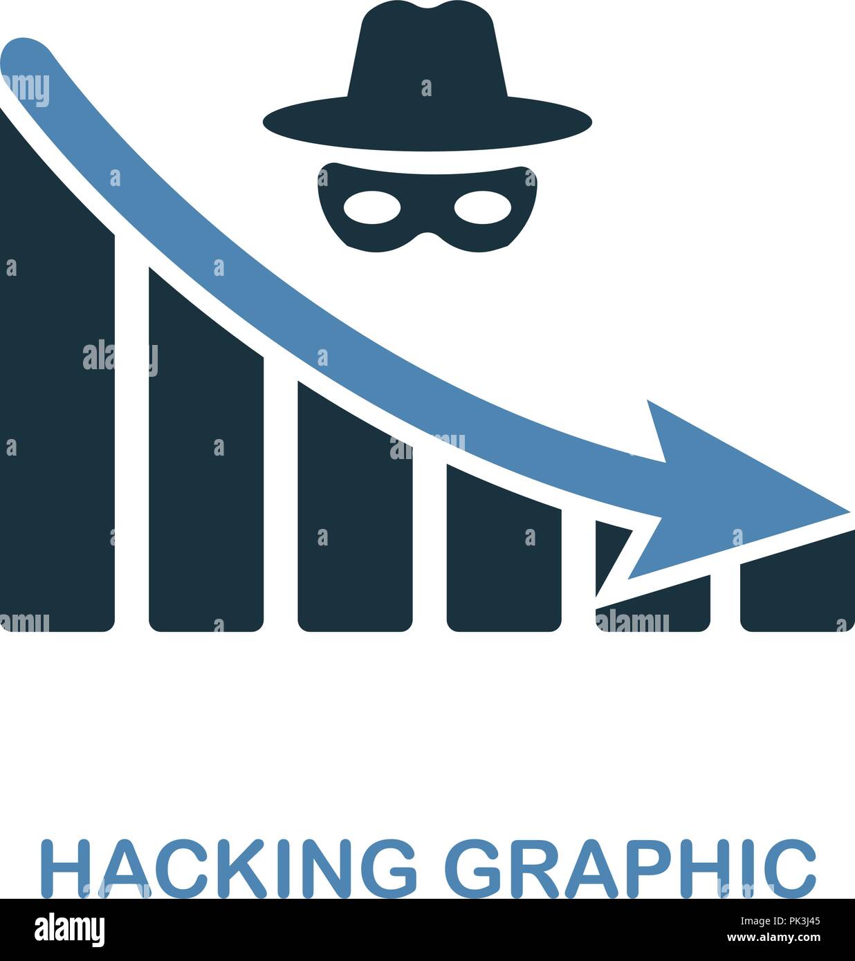 Hacking Decrease Graphic icon. Monochrome style design from diagram collection. UI. Pixel ...