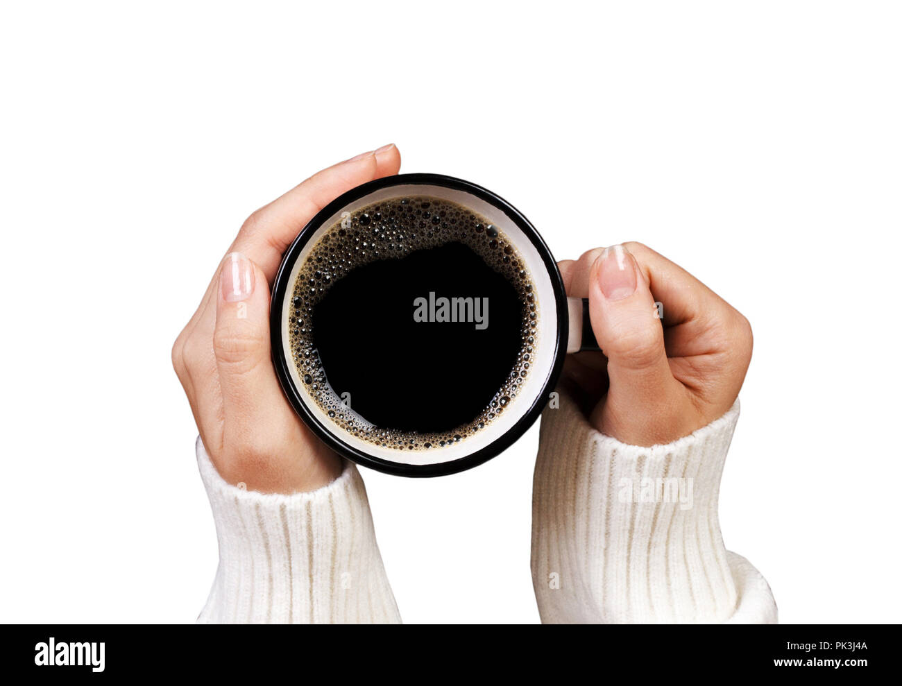 Women hands with coffee isolated on white background Stock Photo - Alamy