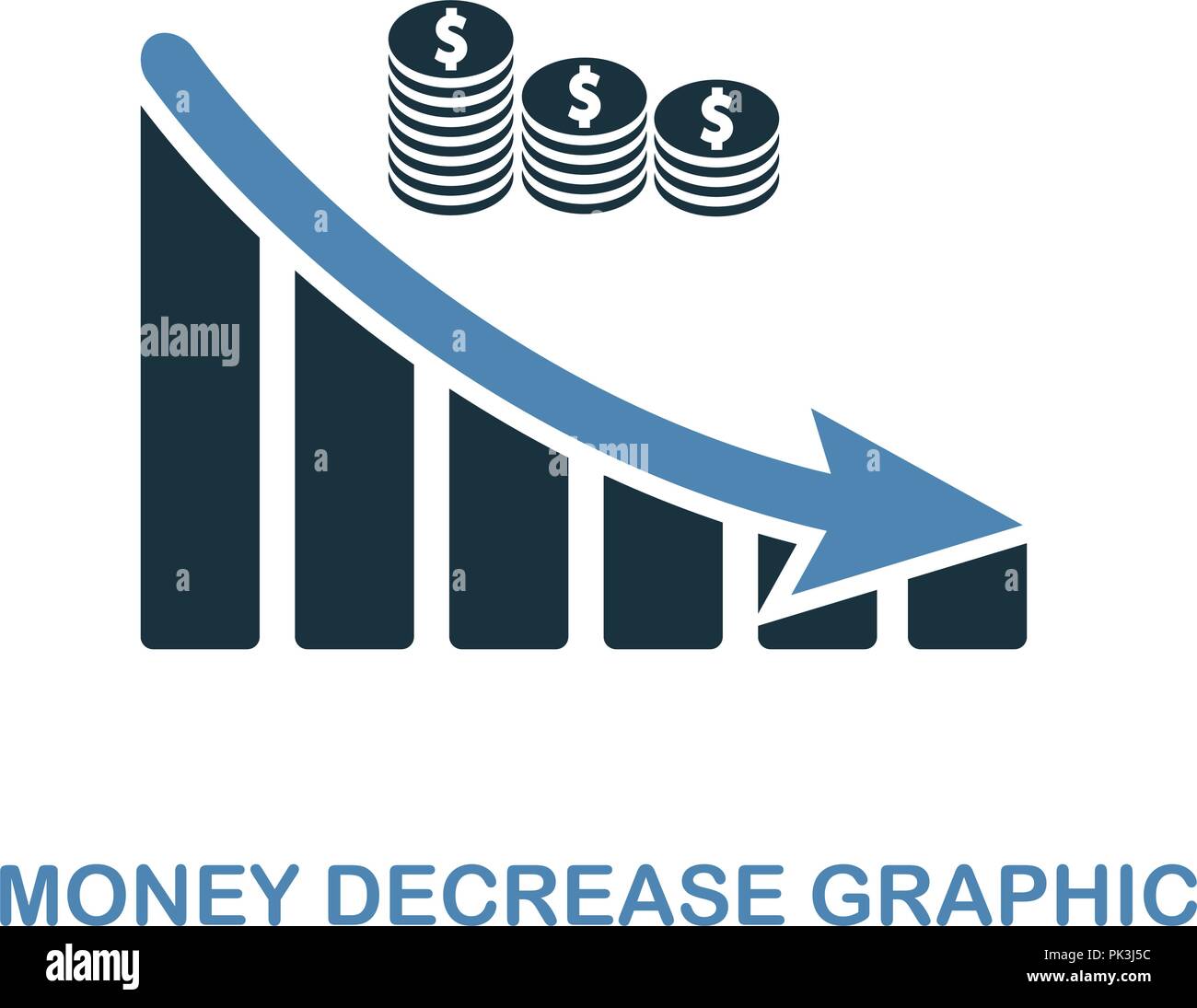 Money Decrease Graphic icon. Monochrome style design from diagram collection. UI. Pixel perfect ...