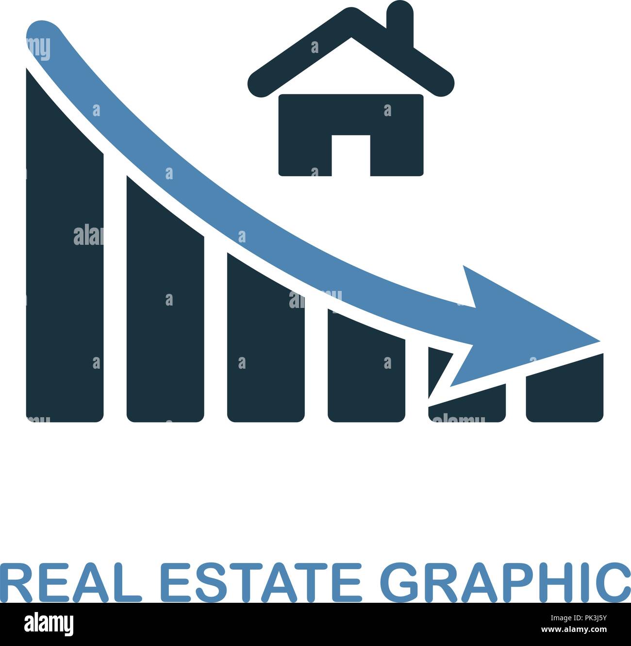 Real Estate Decrease Graphic icon. Monochrome style design from diagram collection. UI. Pixel ...