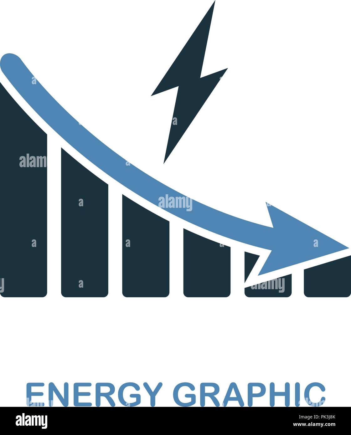 Energy Decrease Graphic icon. Monochrome style design from diagram collection. UI. Pixel perfect ...
