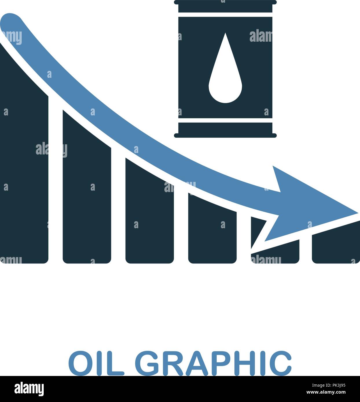 Oil Decrease Graphic icon. Monochrome style design from diagram collection. UI. Pixel perfect ...