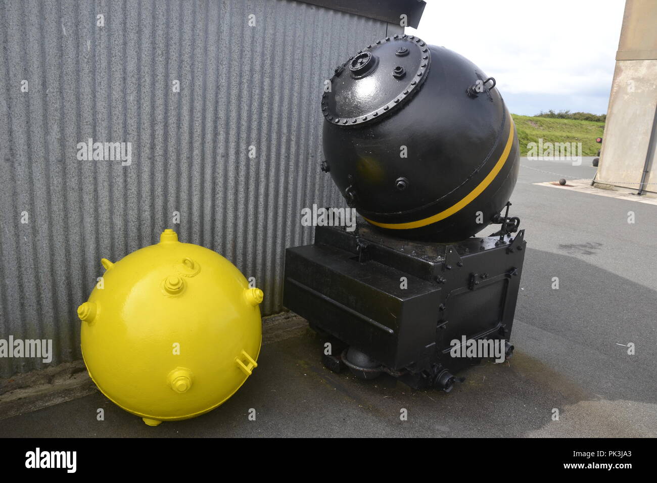 Mines at Chapel Bay Fort & Museum at Angle, Pembrokeshire, Wales, UK ...