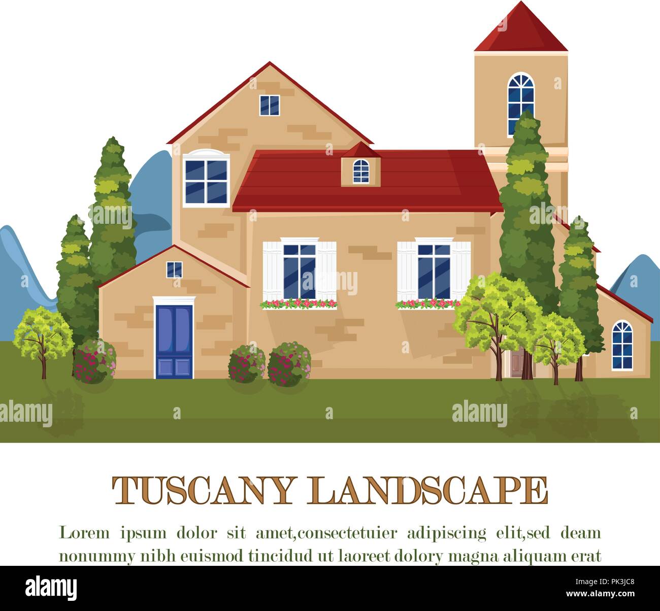 Luxury tuscan style home exterior Stock Vector Images - Alamy