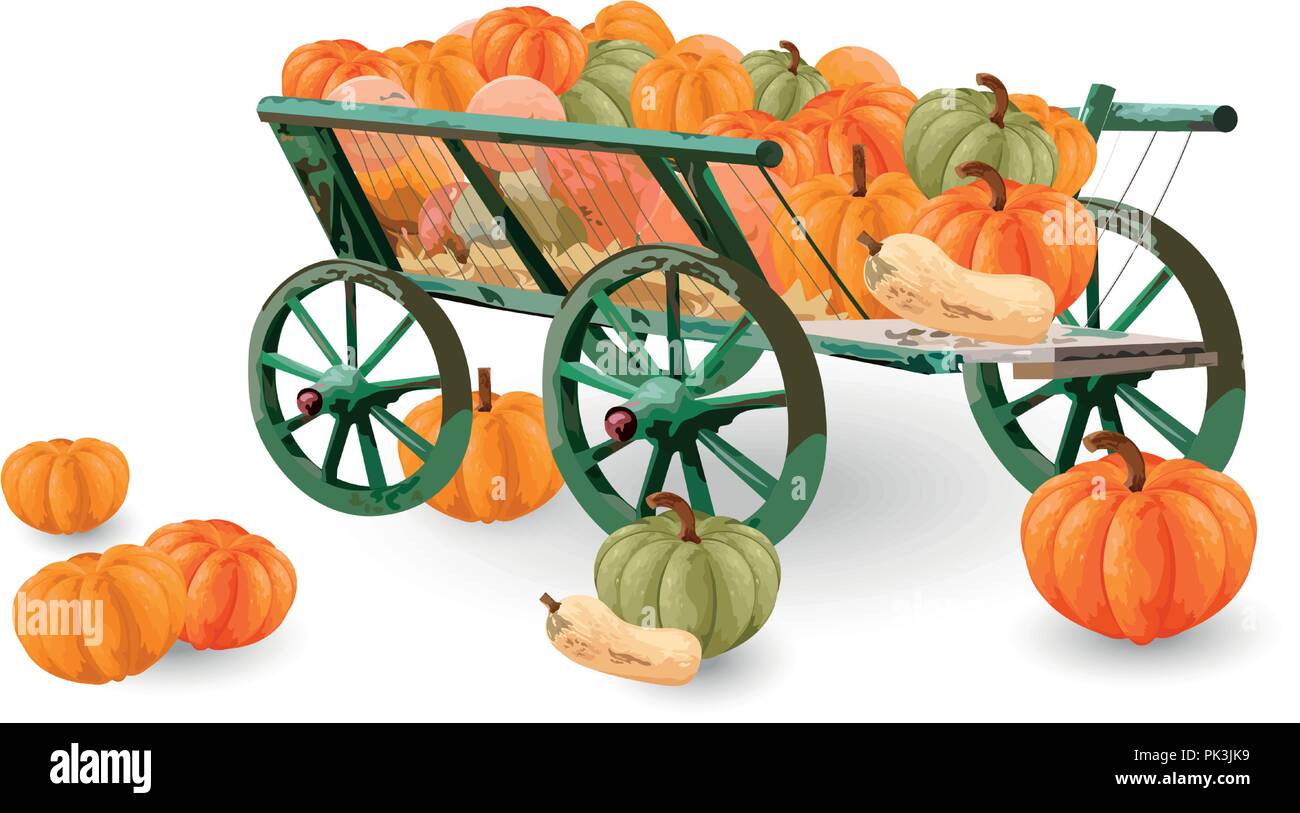 Wagon of pumpkins Stock Vector Images - Alamy