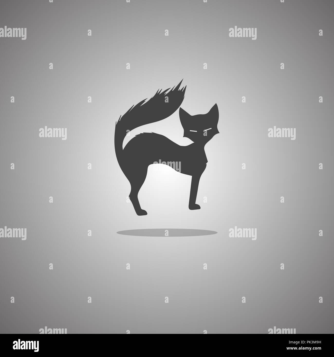 Lady-cat silhouette. Vector illustration. Isolated white background ...