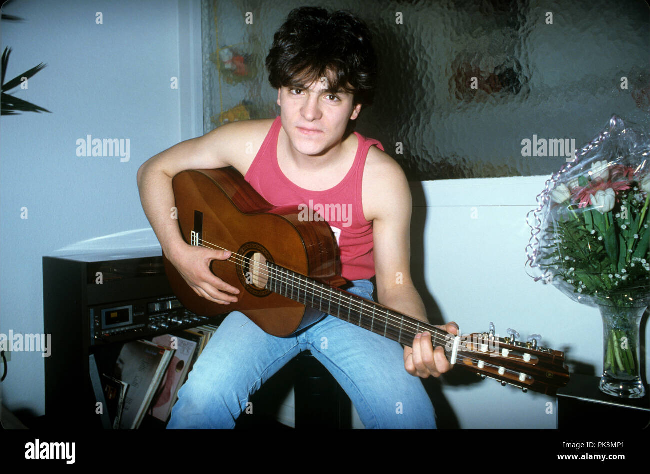 Nino De Angelo in April 1983 in Köln / Cologne. | usage worldwide Stock ...