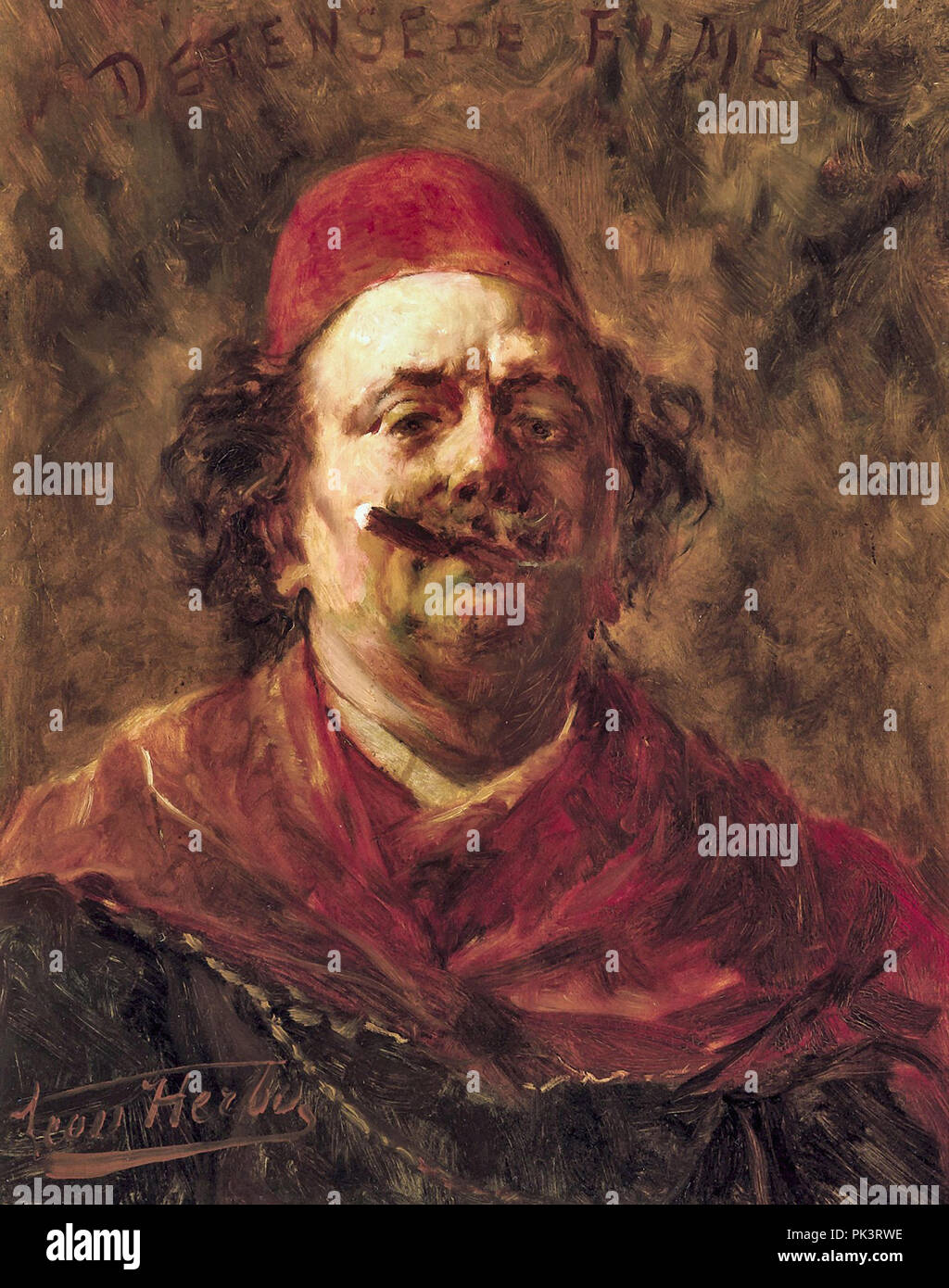 Herbo Leon - Self Portrait with Fez (Défense Du Fumer Stock Photo - Alamy Herbo Leon - Self Portrait with Fez (Défense Du Fumer Stock Photo - Alamy