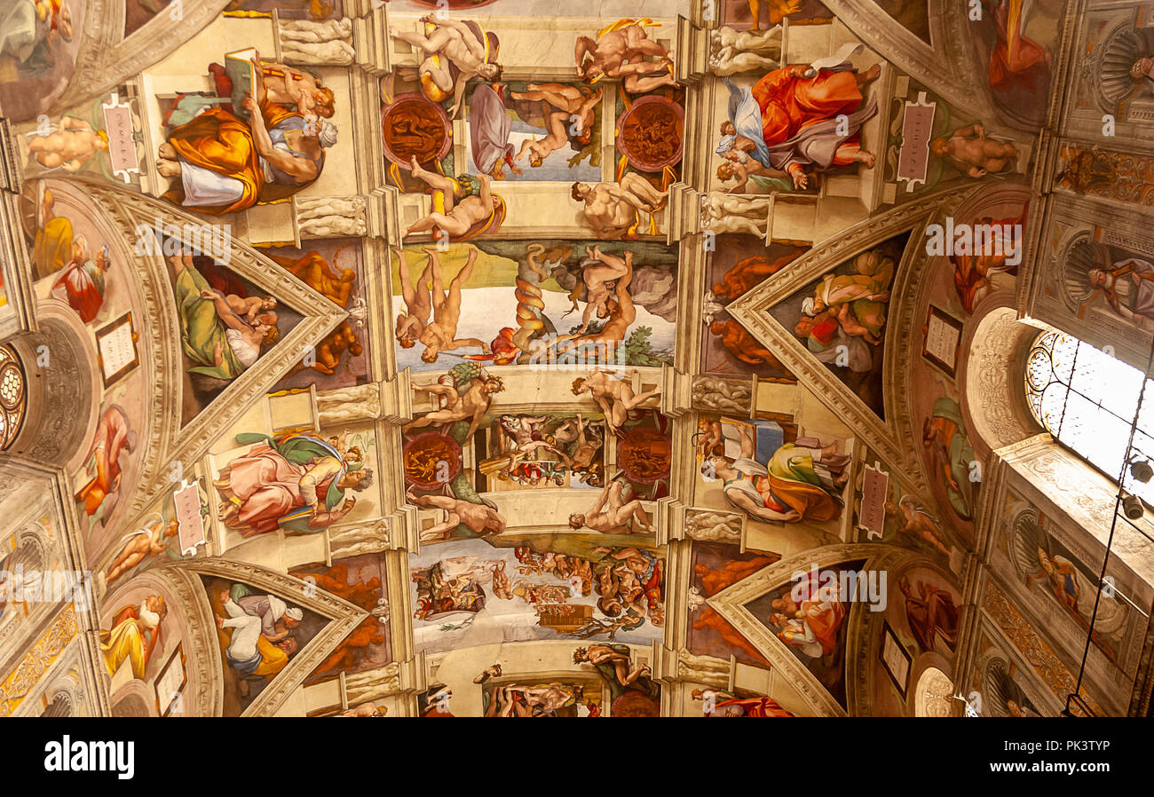 Sistine chapel ceiling painted michelangelo hi-res stock photography ...