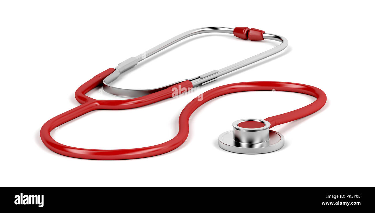 Red stethoscope on white background Stock Photo - Alamy