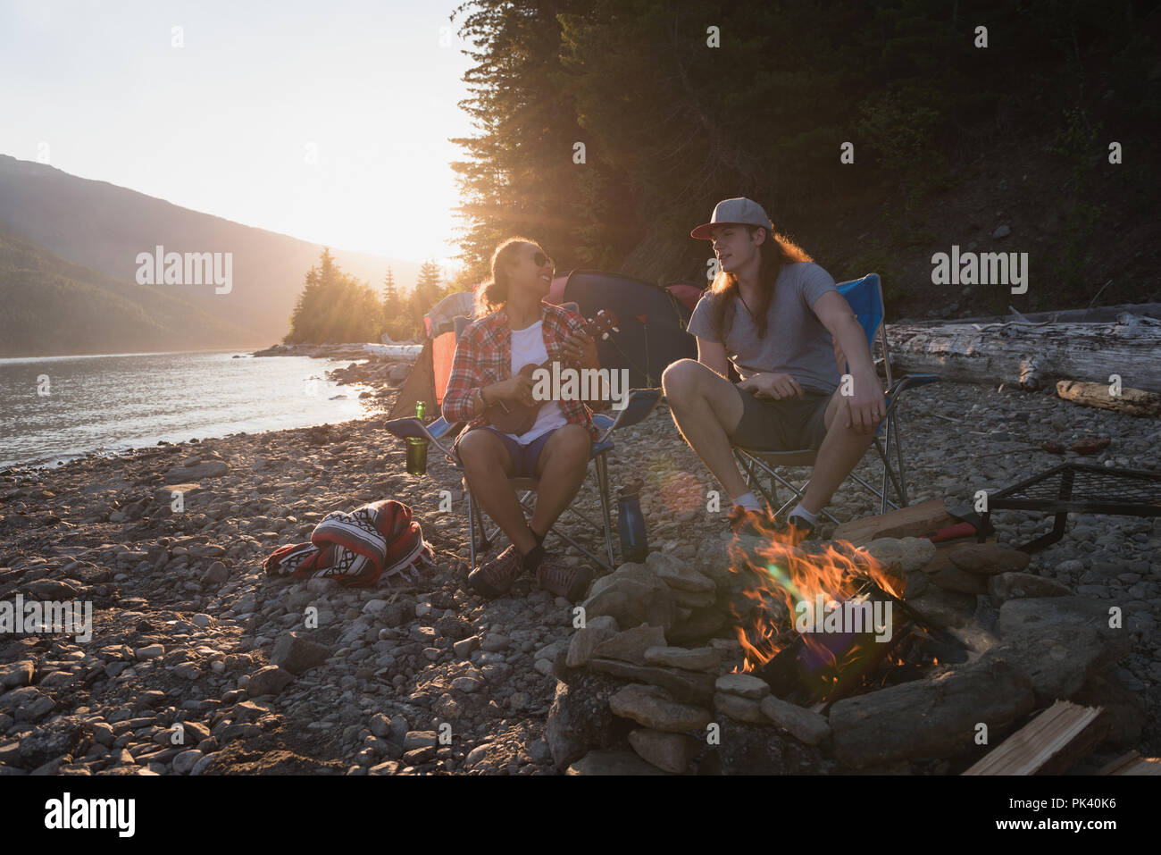 Camping holiday man guitar hi-res stock photography and images - Alamy
