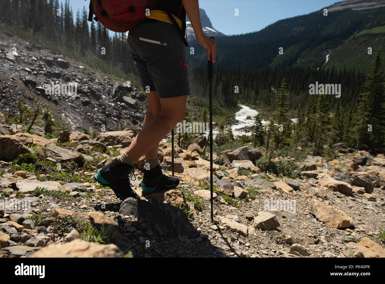 Hiker woman walking on mountain hi-res stock photography and images - Alamy