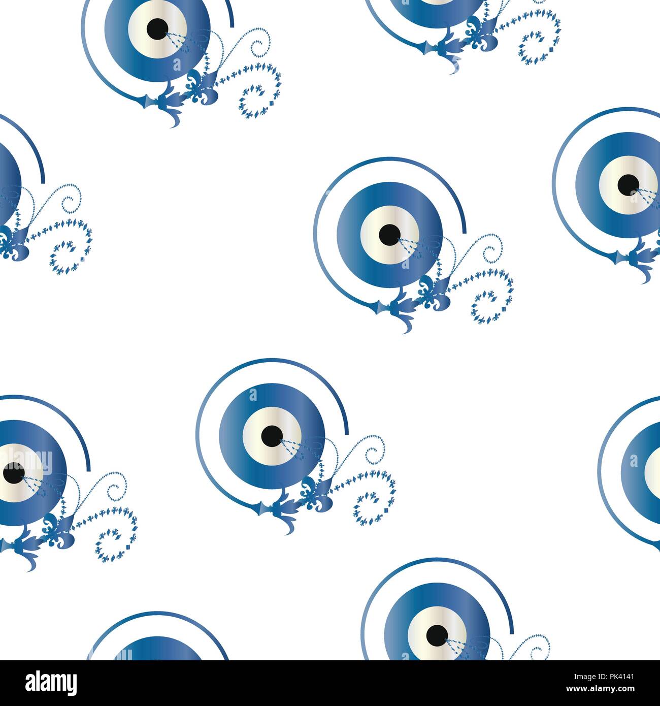 seamless pattern with artistic blue evil eye vector Stock Vector Image ...