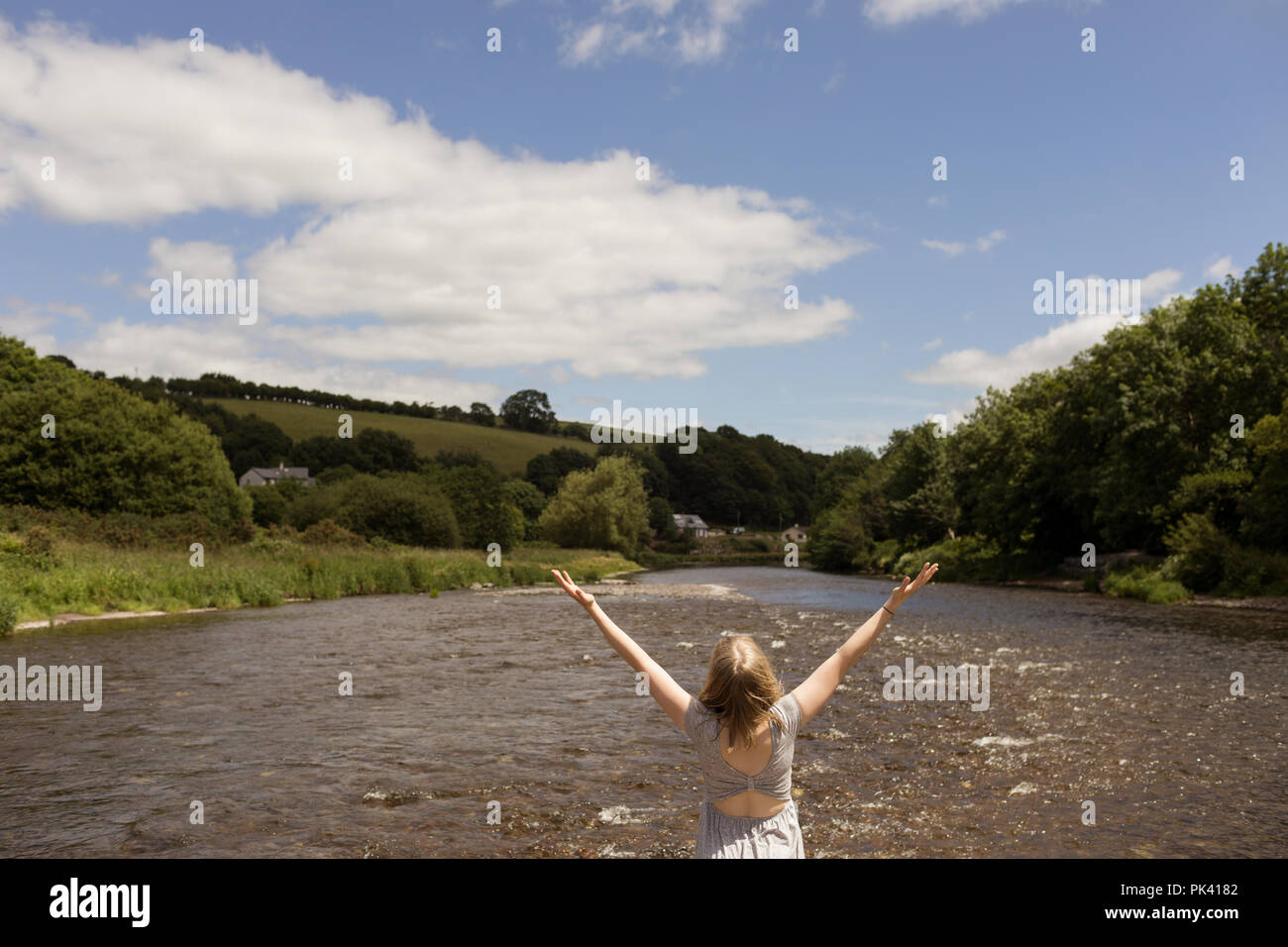 Arms up woman hi-res stock photography and images - Alamy