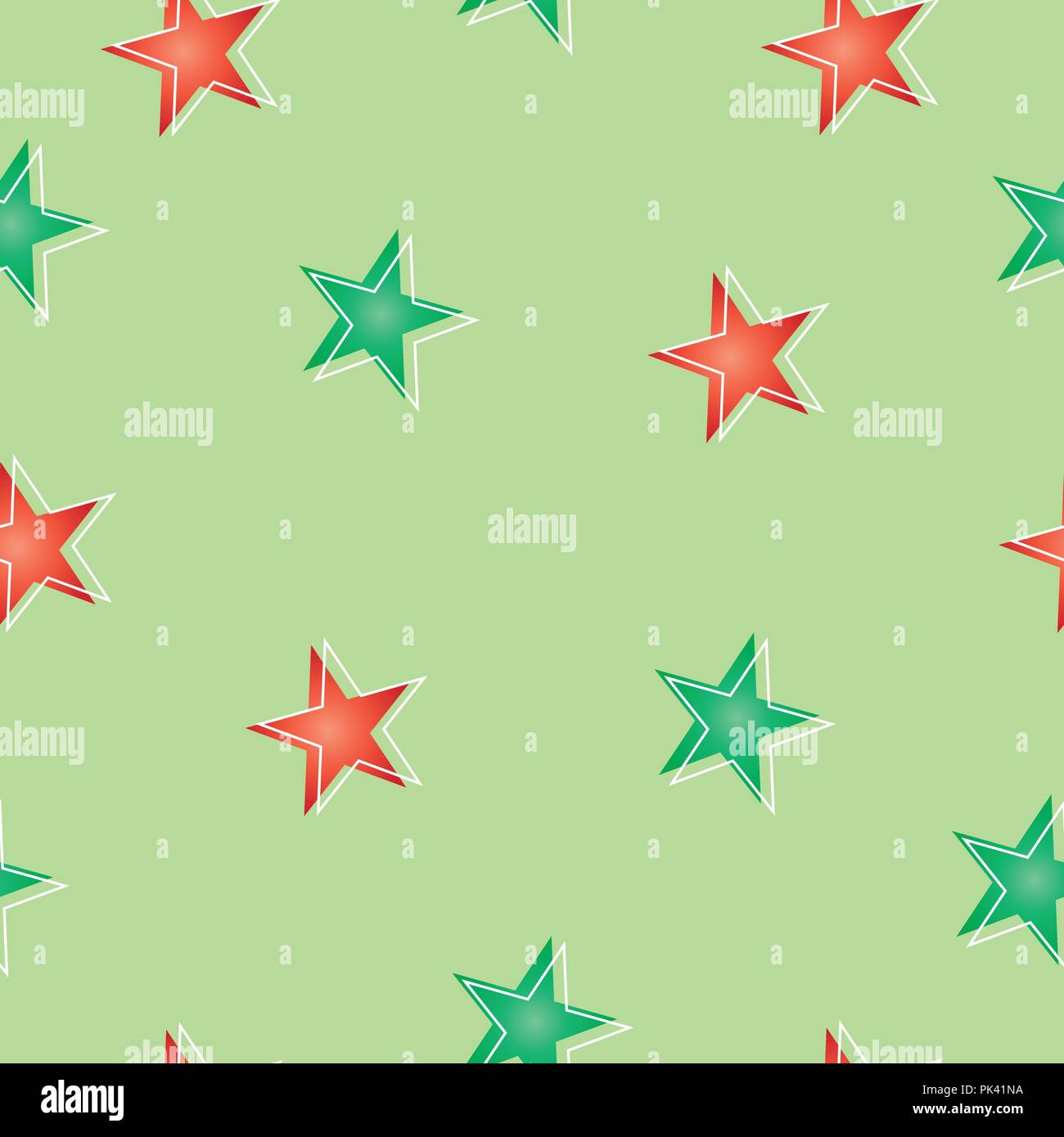 seamless pattern with stars in red and green colors - light green ...