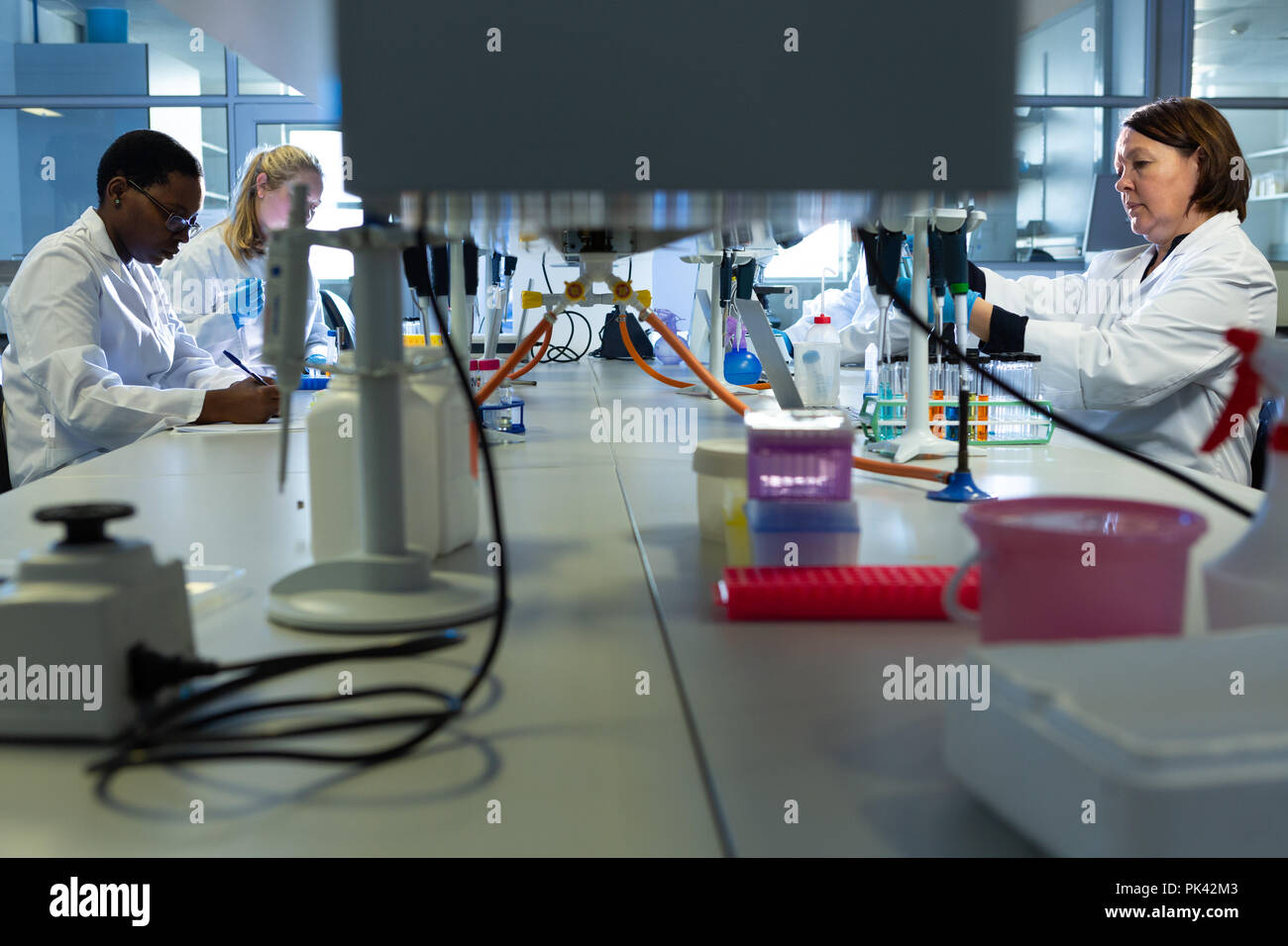 Scientists experimenting in laboratory Stock Photo - Alamy
