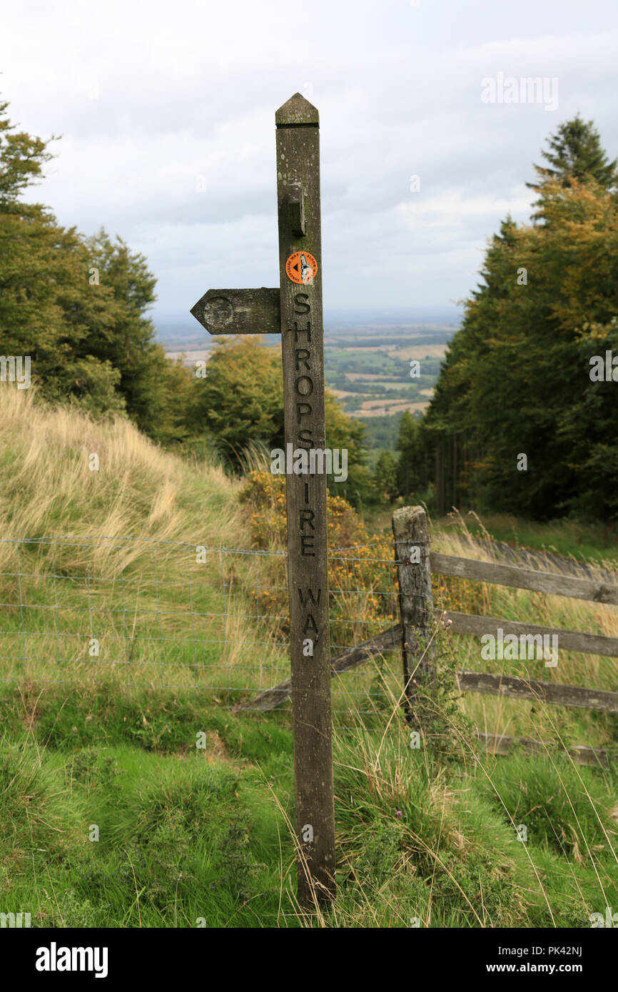 Finger post on the Shropshire way footpath, Brown Clee hill, Shropshire ...