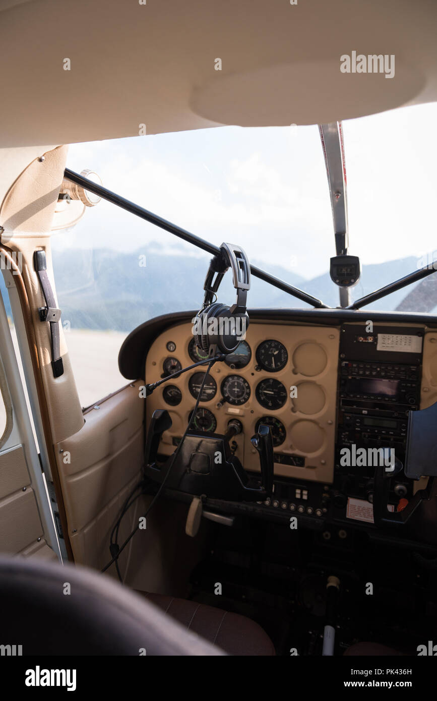 Interior of aircraft cockpit Stock Photo - Alamy