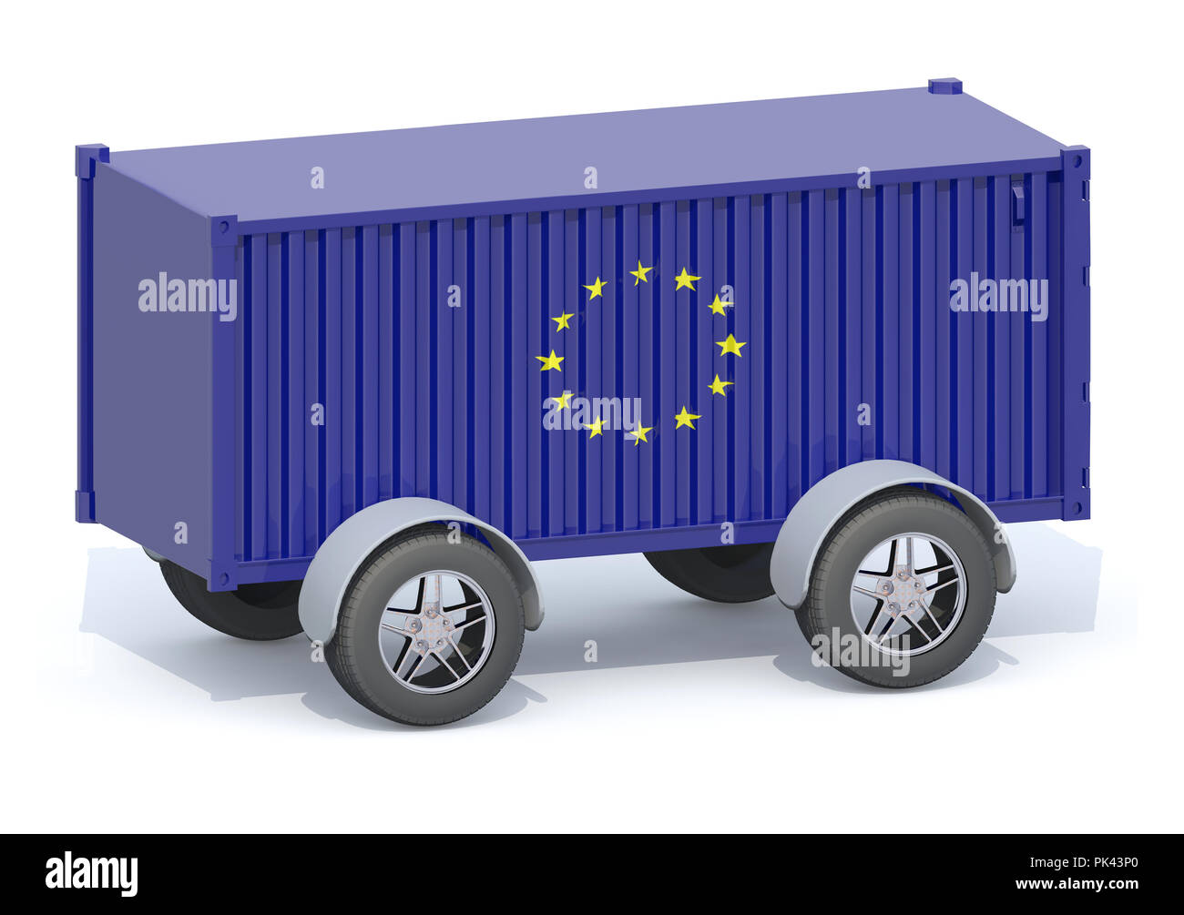 Euro Flag Shipping Container with wheels, 3d illustration Stock Photo ...