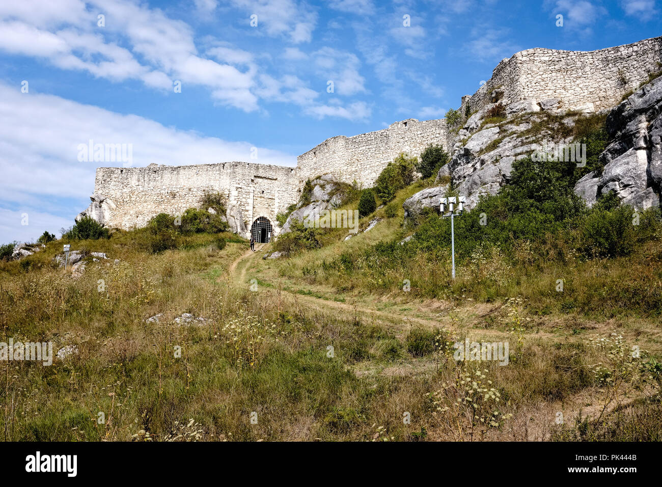 ruins of old abandoned castle on the cliff with bricks and stone ...