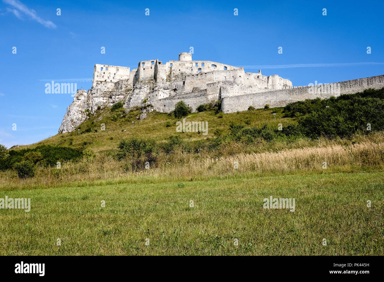 ruins of old abandoned castle on the cliff with bricks and stone ...