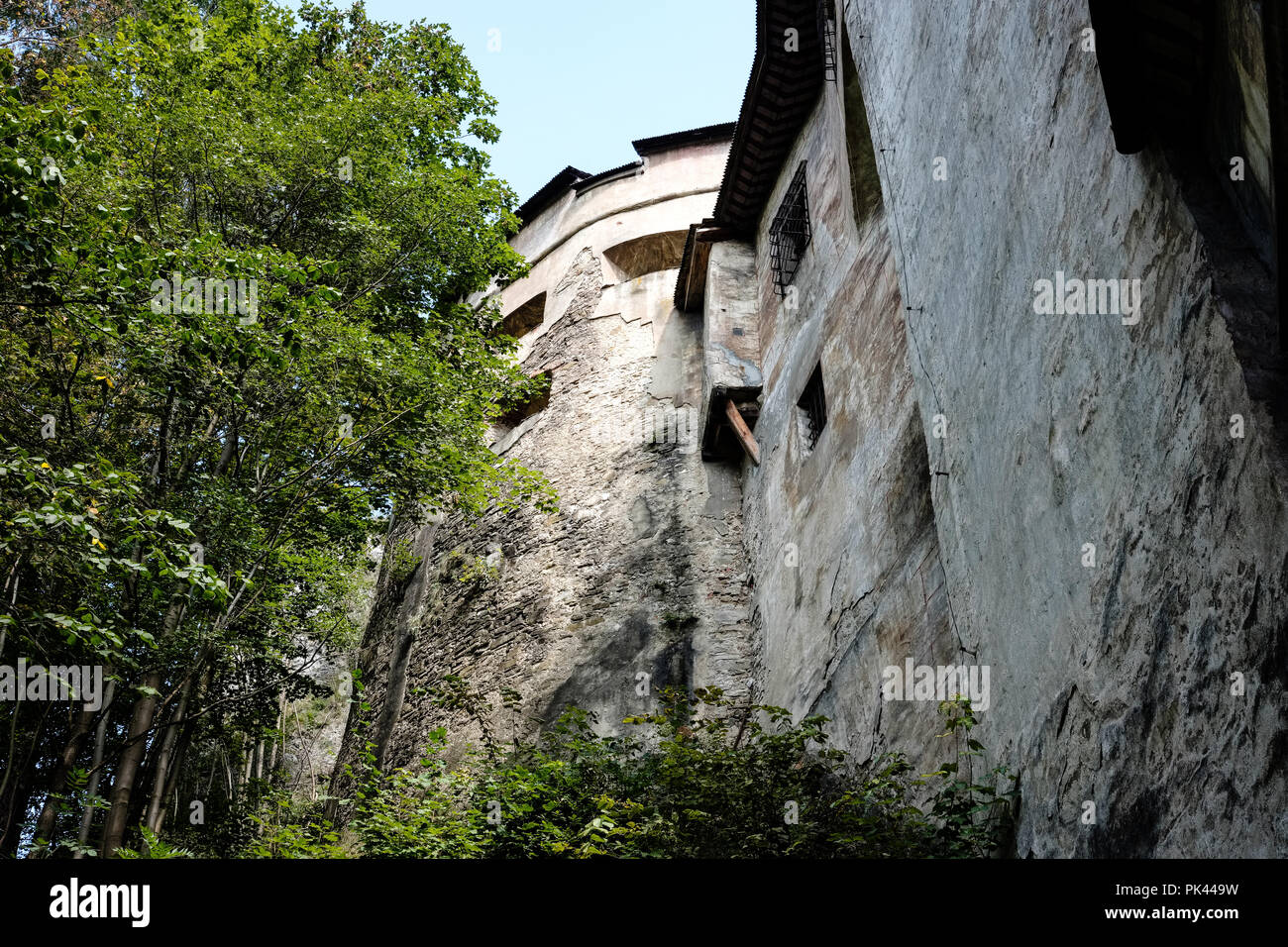 ruins of old abandoned castle on the cliff with bricks and stone ...