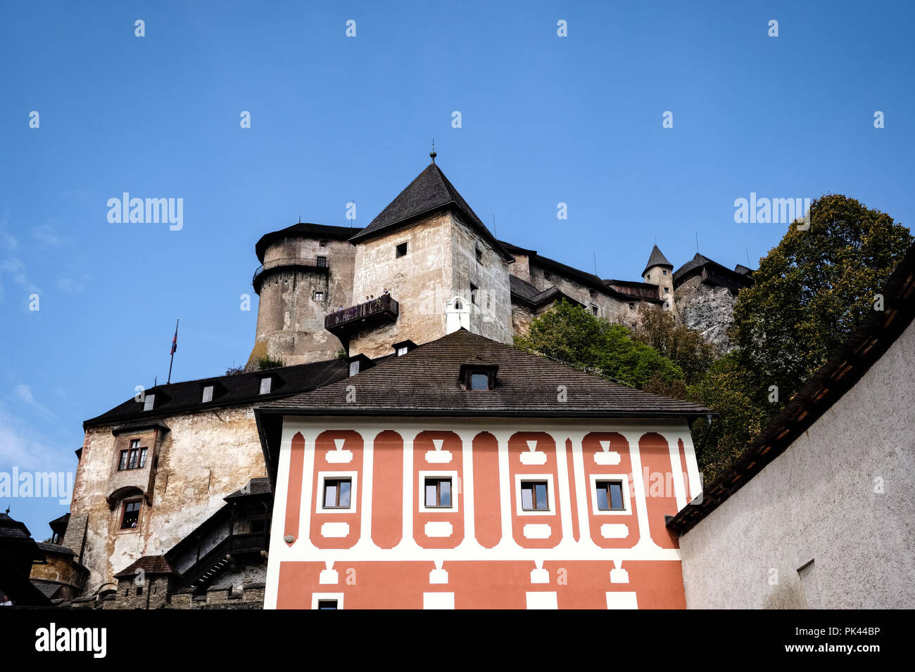 ruins of old abandoned castle on the cliff with bricks and stone ...