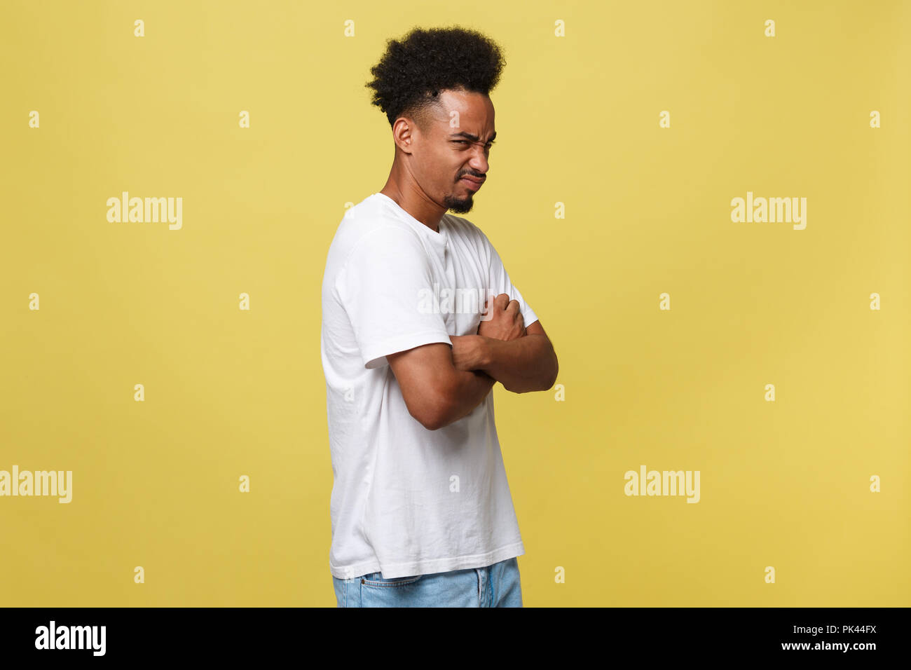 Human facial expressions, emotions and feelings. Portrait of mad angry ...